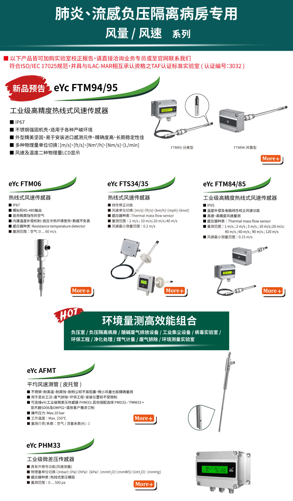 eyc-tech 风量 / 风速系列-肺炎、流感负压隔离病房专用
